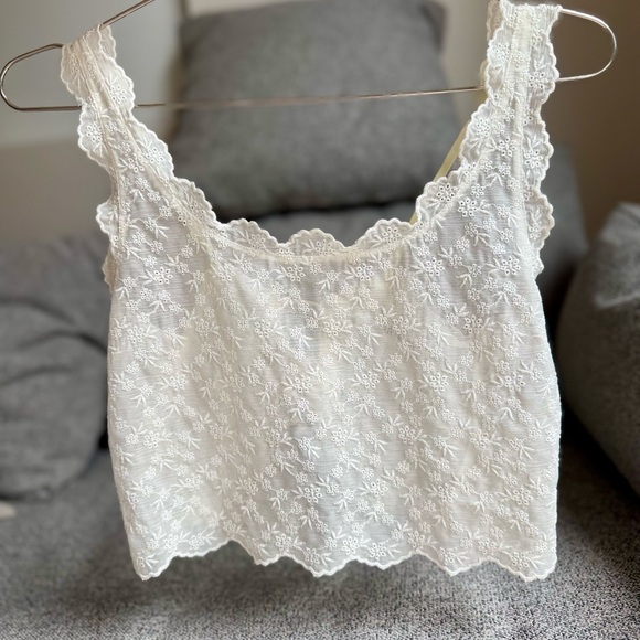 Zara | Tops | Zara Cream Lace Embroidered Camisole Top | Poshmark